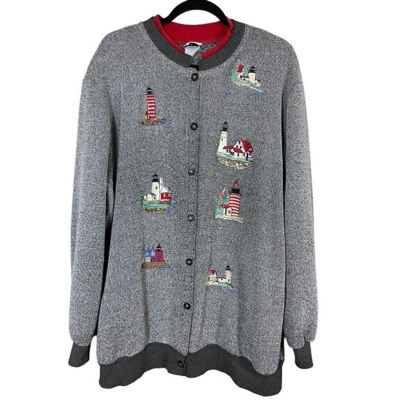 Bon Worth | Sweaters | Vintage Bon Worth Cardigan 2x Gray Lighthouse ...